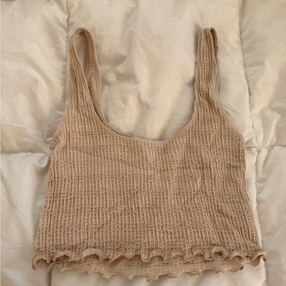 PacSun | Tops | Pacsun Beige Ribbed Crop Top | Poshmark
